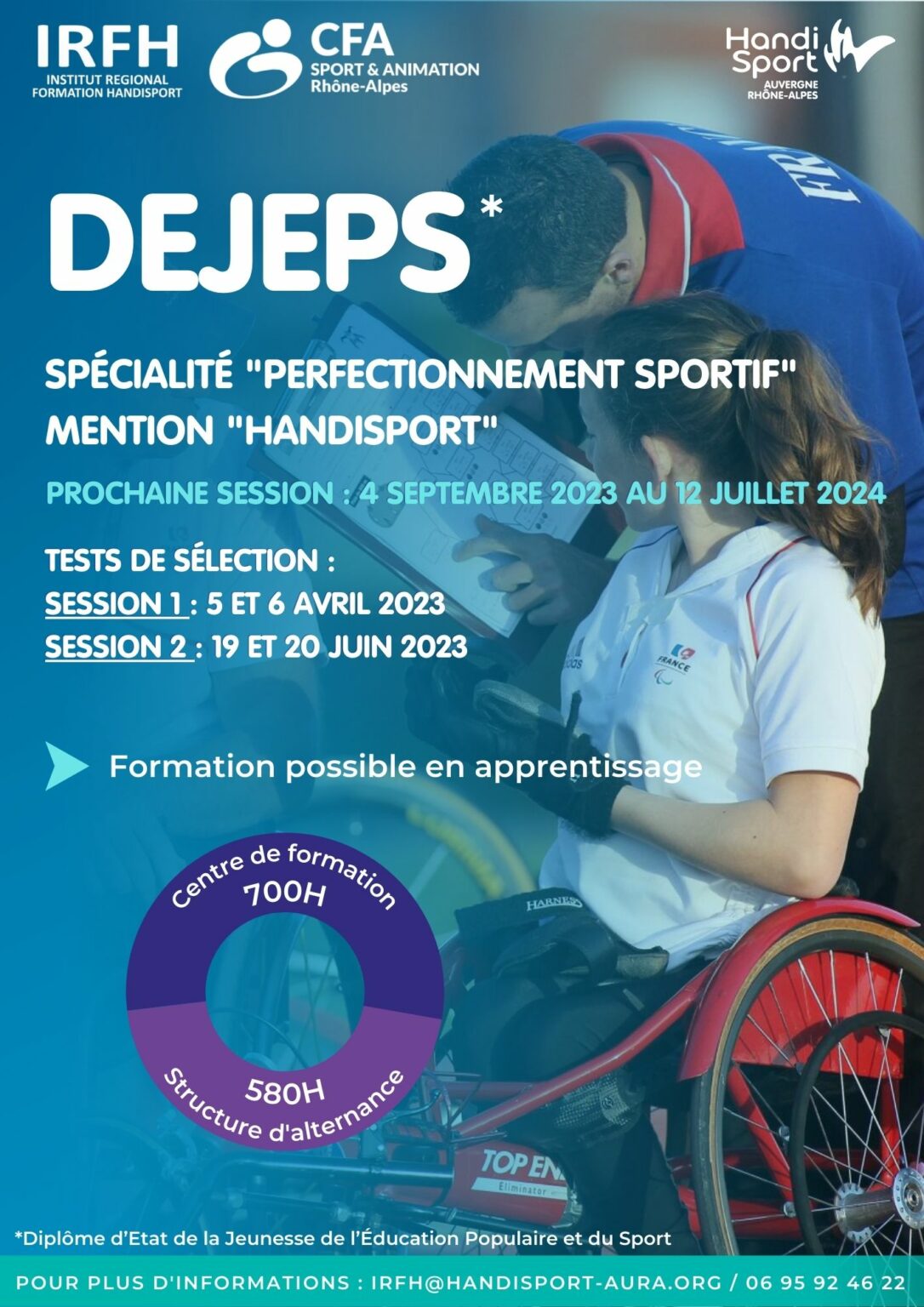 Formation DEJEPS – perfectionnement sportif mention Handisport – Natation Handisport